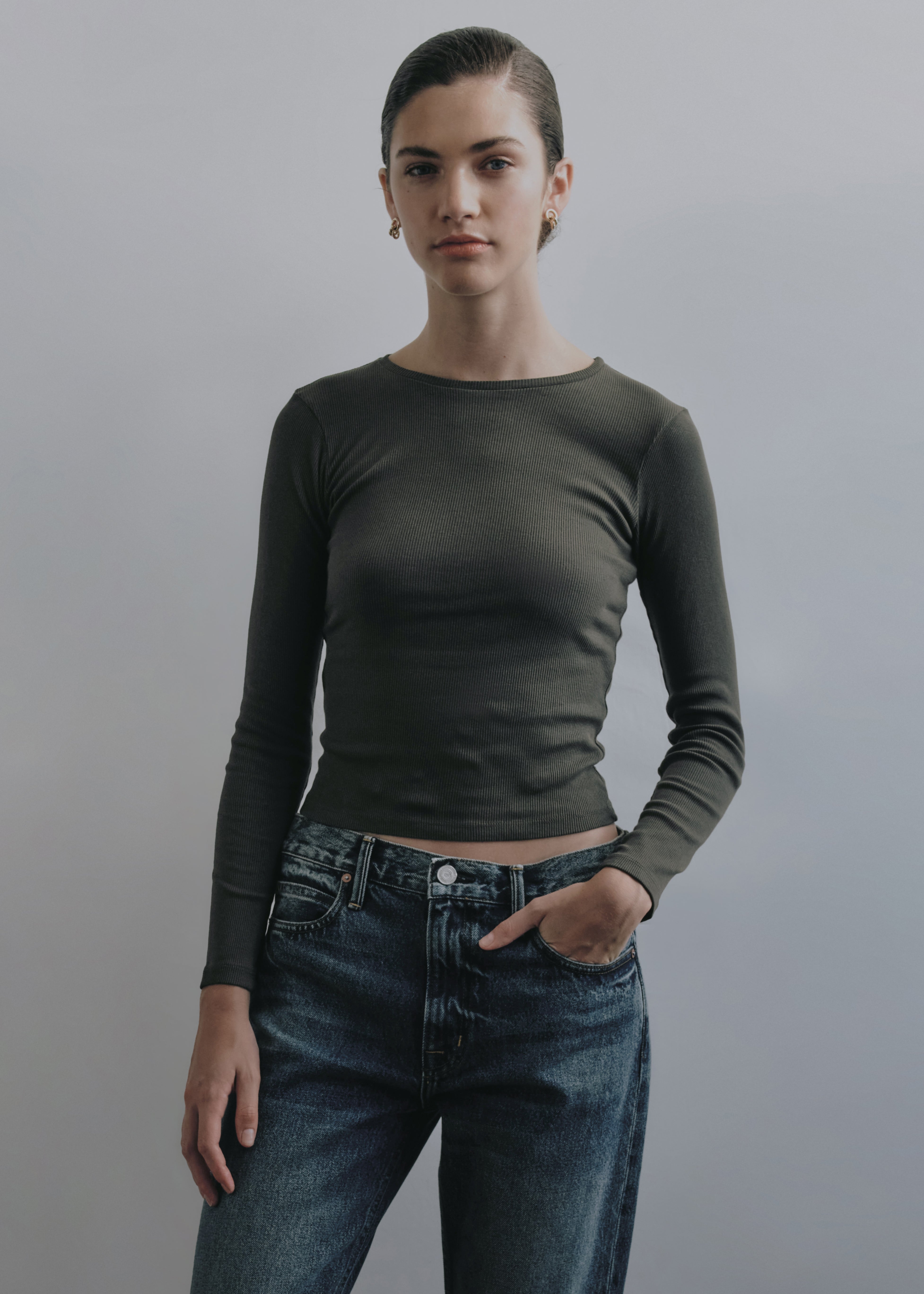 Women s Essential Ribbed Long Sleeve Fitted Crop Top In Olive women-s-essential-ribbed-long-sleeve-fitted-crop-top-in-olive